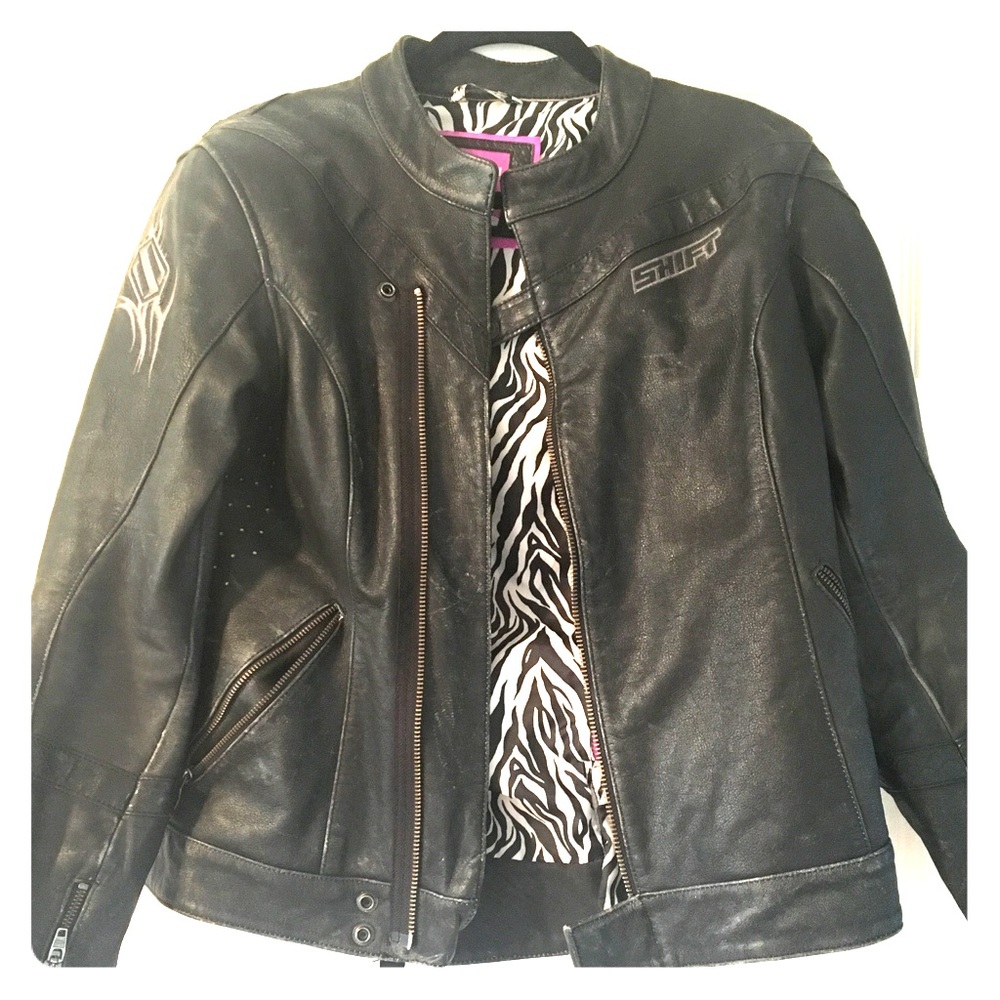 Women's Leather Shift Racing Motorcycle Jacket - Gem